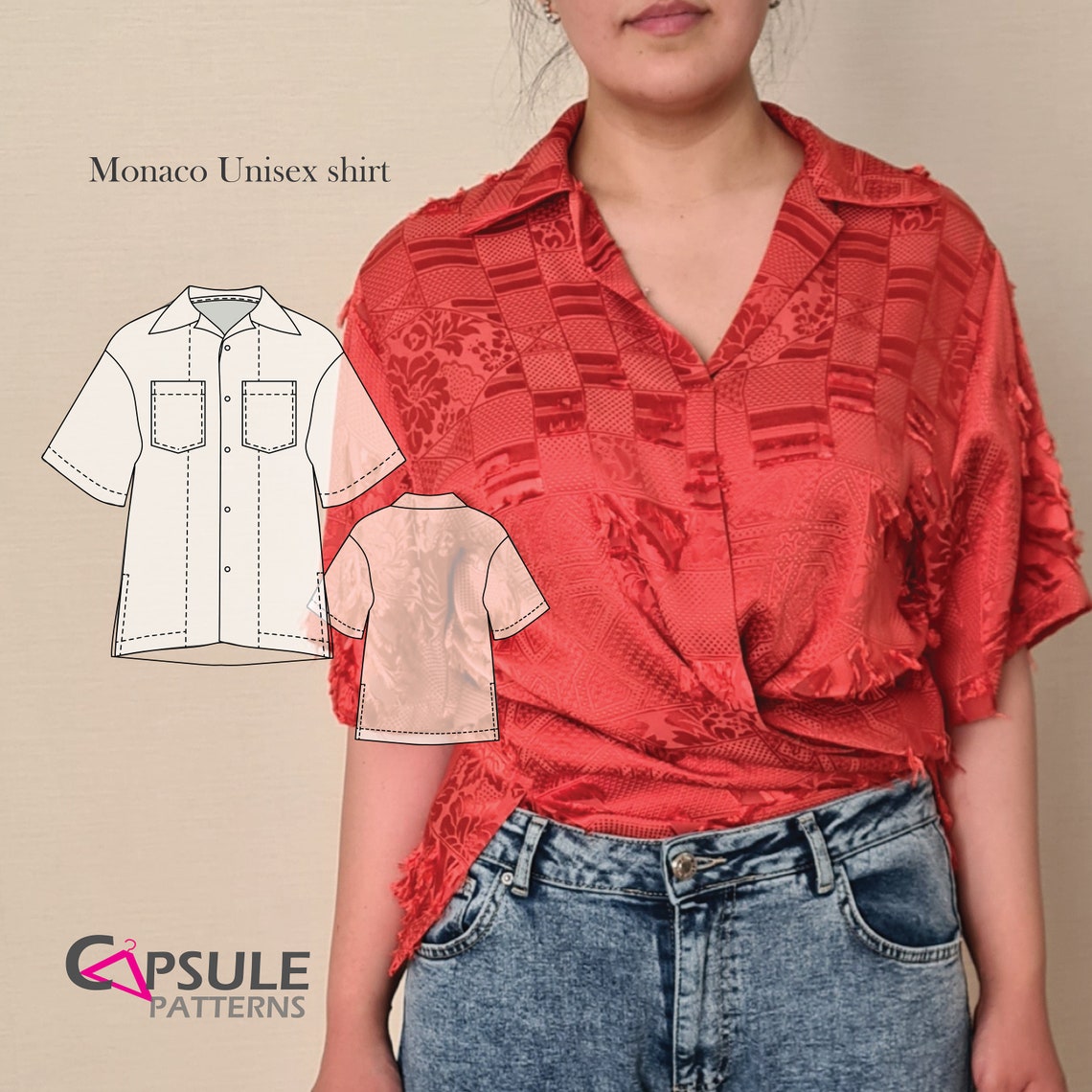 Button up Shirt Sewing Pattern, Short Sleeve Sewing Pattern, Unisex ...