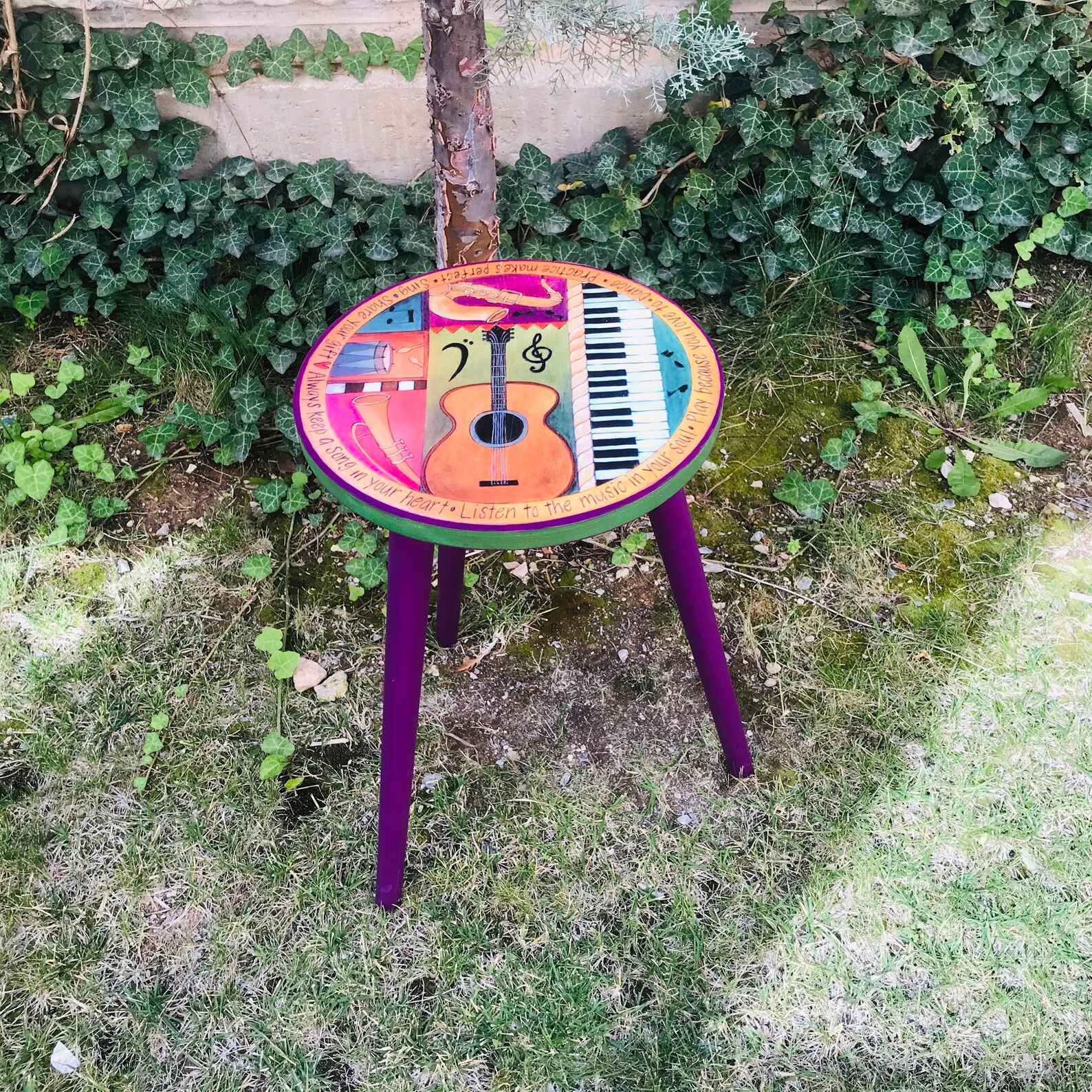 Wood Stool Colorful Stool 3 Legged Stool Garden Stool - Etsy Canada