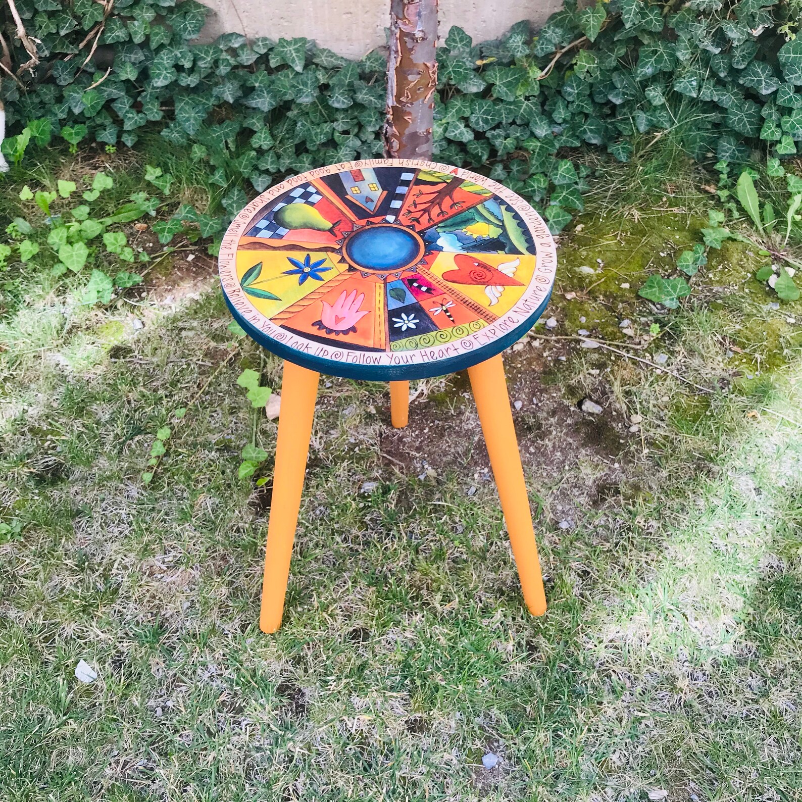 Wood Stool Colorful Stool 3 Legged Stool Garden Stool - Etsy Canada