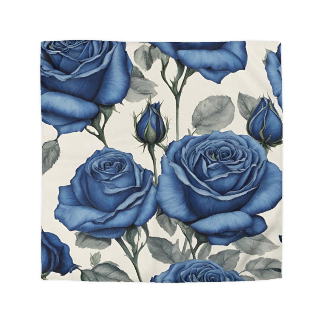Blue Rose Duvet Cover - Etsy