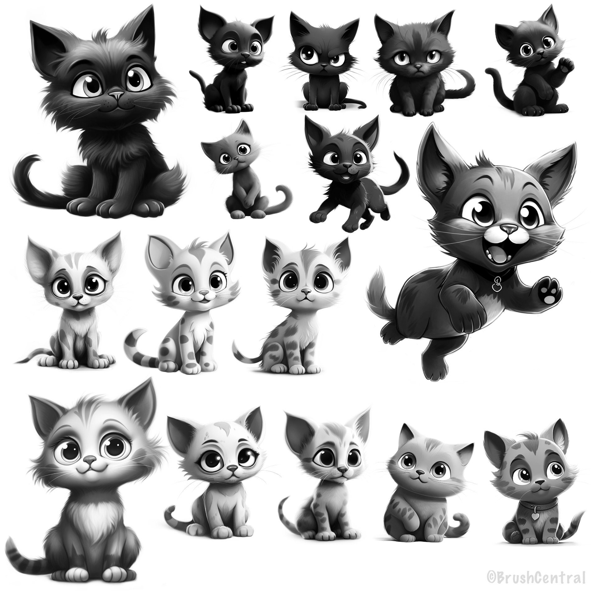 Cute Kittens Stamps for Procreate Cat Drawings - Etsy
