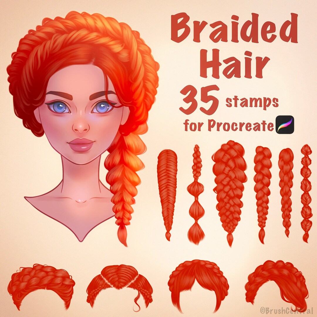 Braided Hair Stamps for Procreate - Easy Braids for Illustration - Etsy