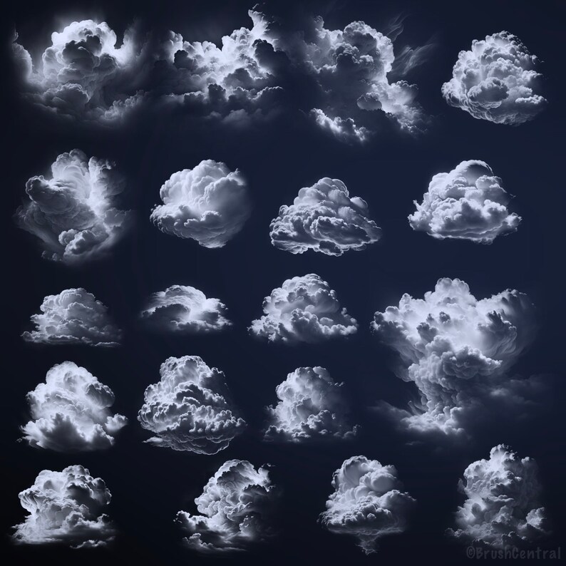 Cloud Stamps for Procreate Easy Fluffy Clouds - Etsy