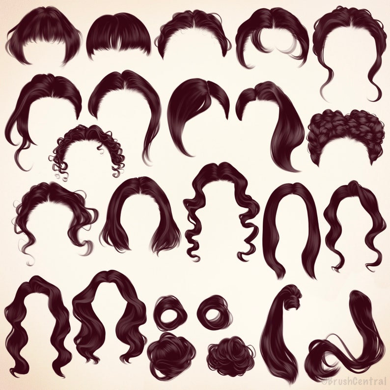 Hair Stamps for Procreate Easy Hair - Etsy
