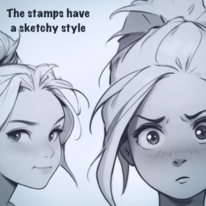 Expressive Portrait Stamps for Procreate - Cute Female Facial ...