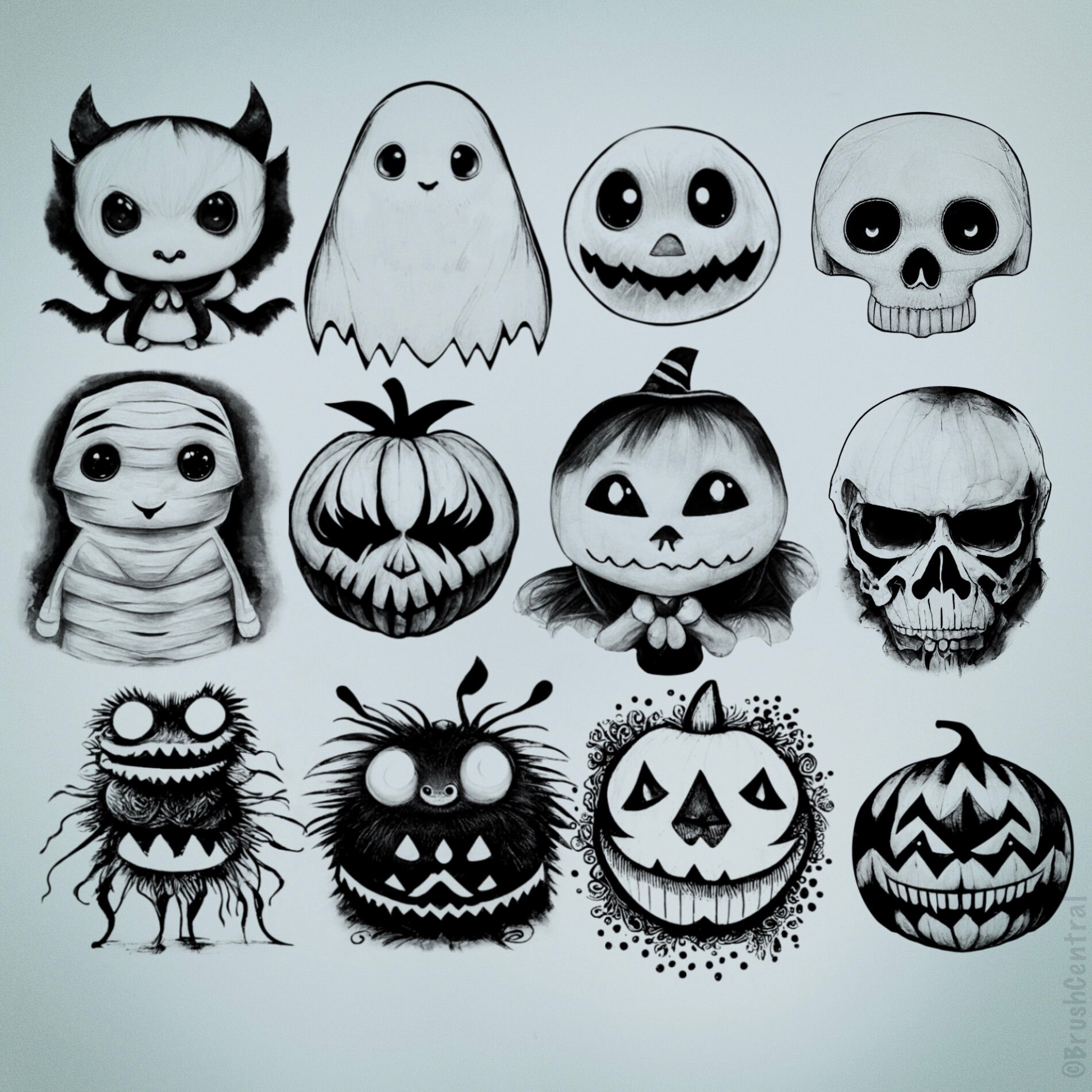 Halloween Stamps for Procreate - Spooky Stamps - Etsy