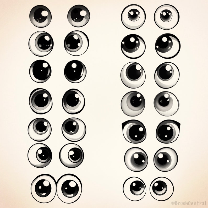 Cartoon Eye Stamps for Procreate Easy Eyes Cute Eyes - Etsy
