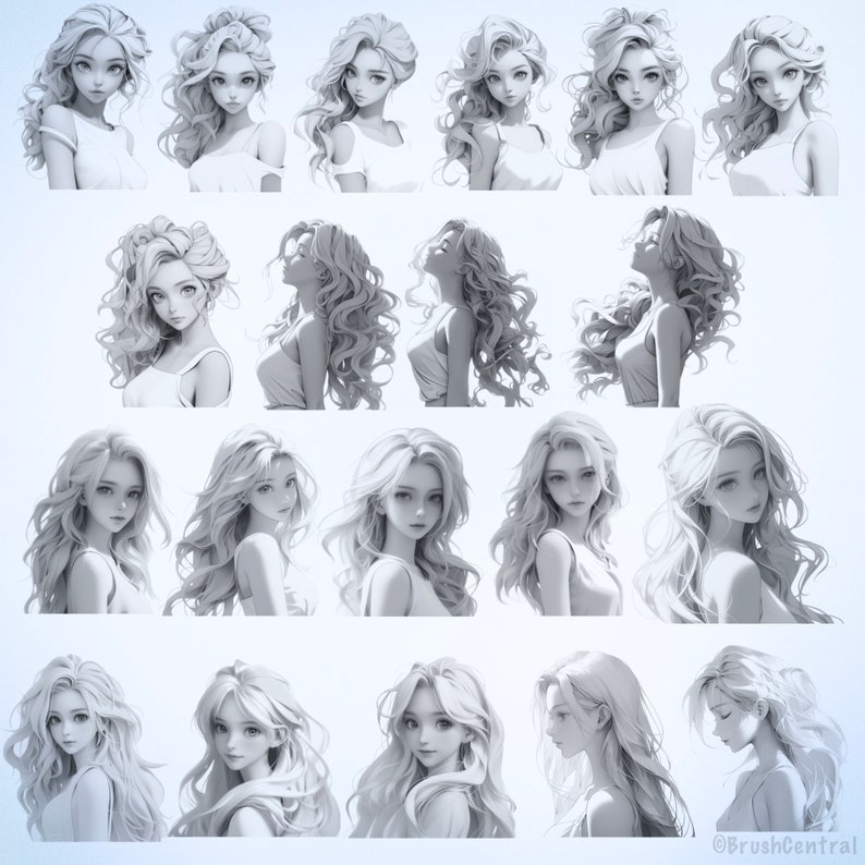 Female Model Stamps for Procreate - Portrait - Etsy Hong Kong