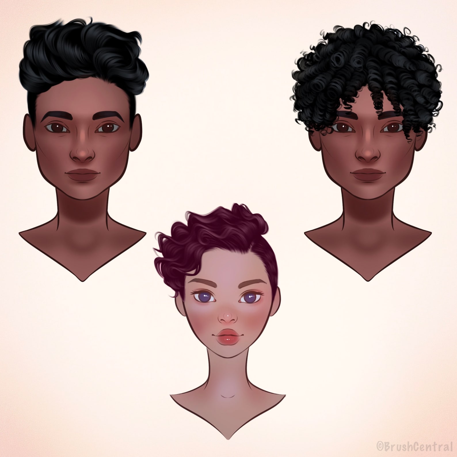 Hair Stamps for Procreate Easy Short Hair - Etsy