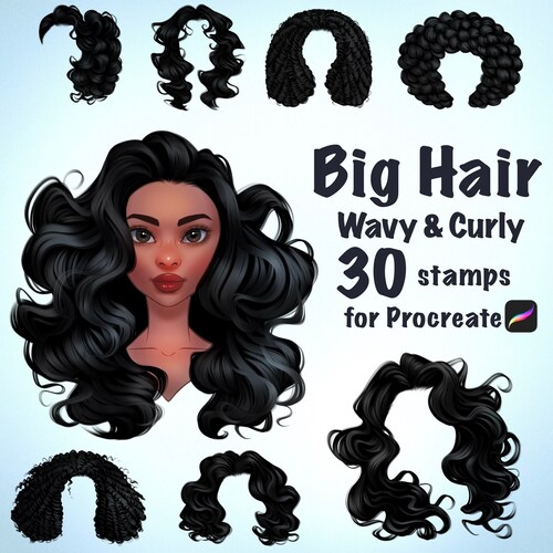 Big Hair Stamps for Procreate Easy Hair Wavy and Curly - Etsy