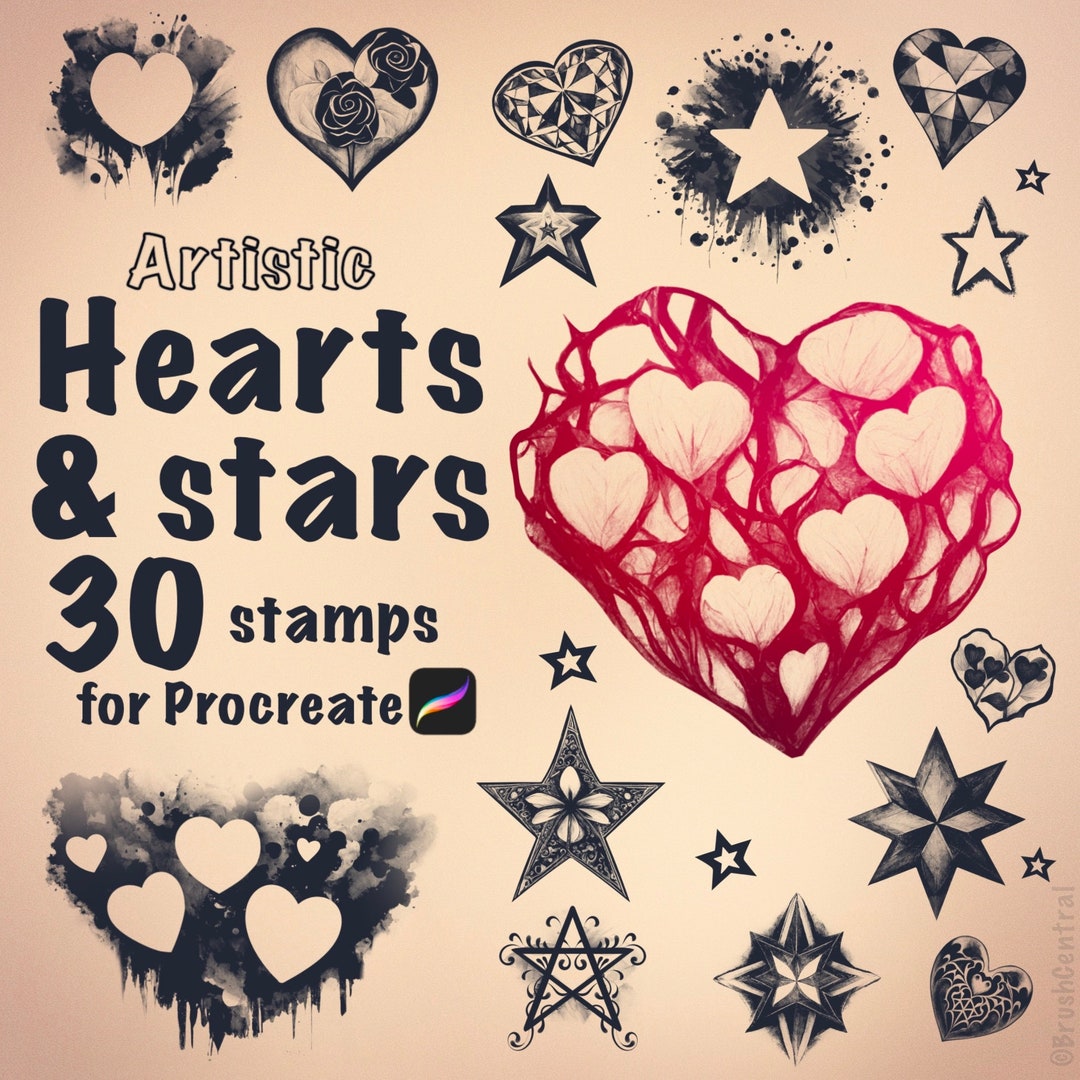 Hearts & Stars - Stamps for Procreate - Etsy