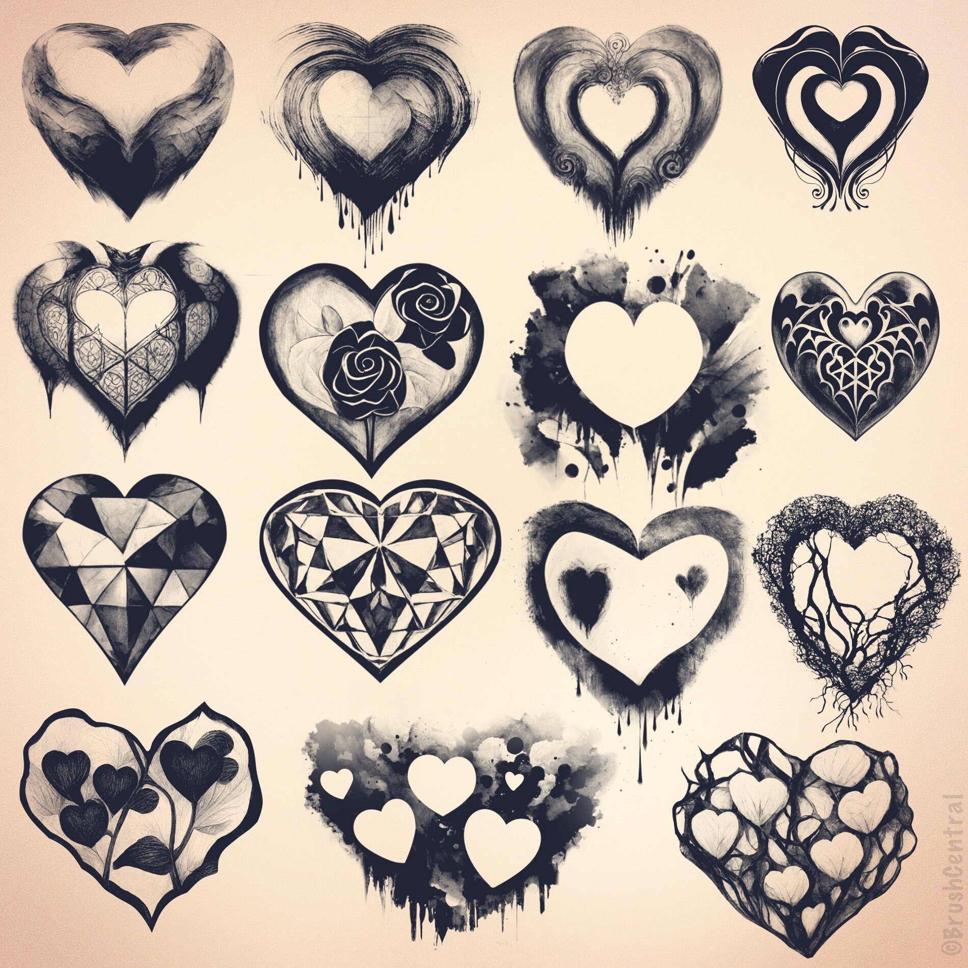 Hearts & Stars Stamps for Procreate - Etsy