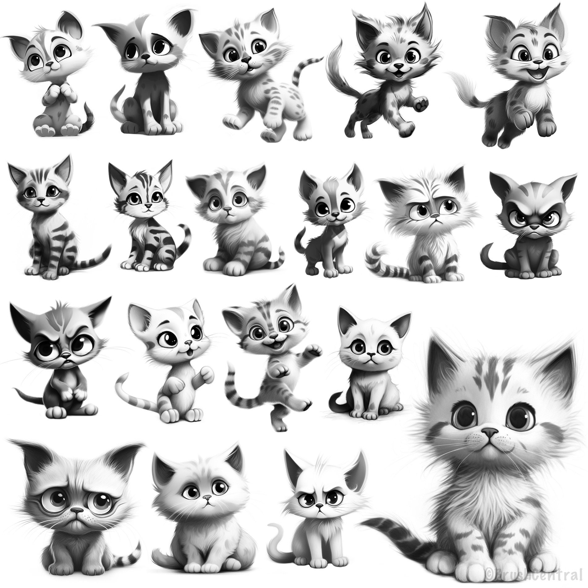 Cute Kittens Stamps for Procreate Cat Drawings - Etsy
