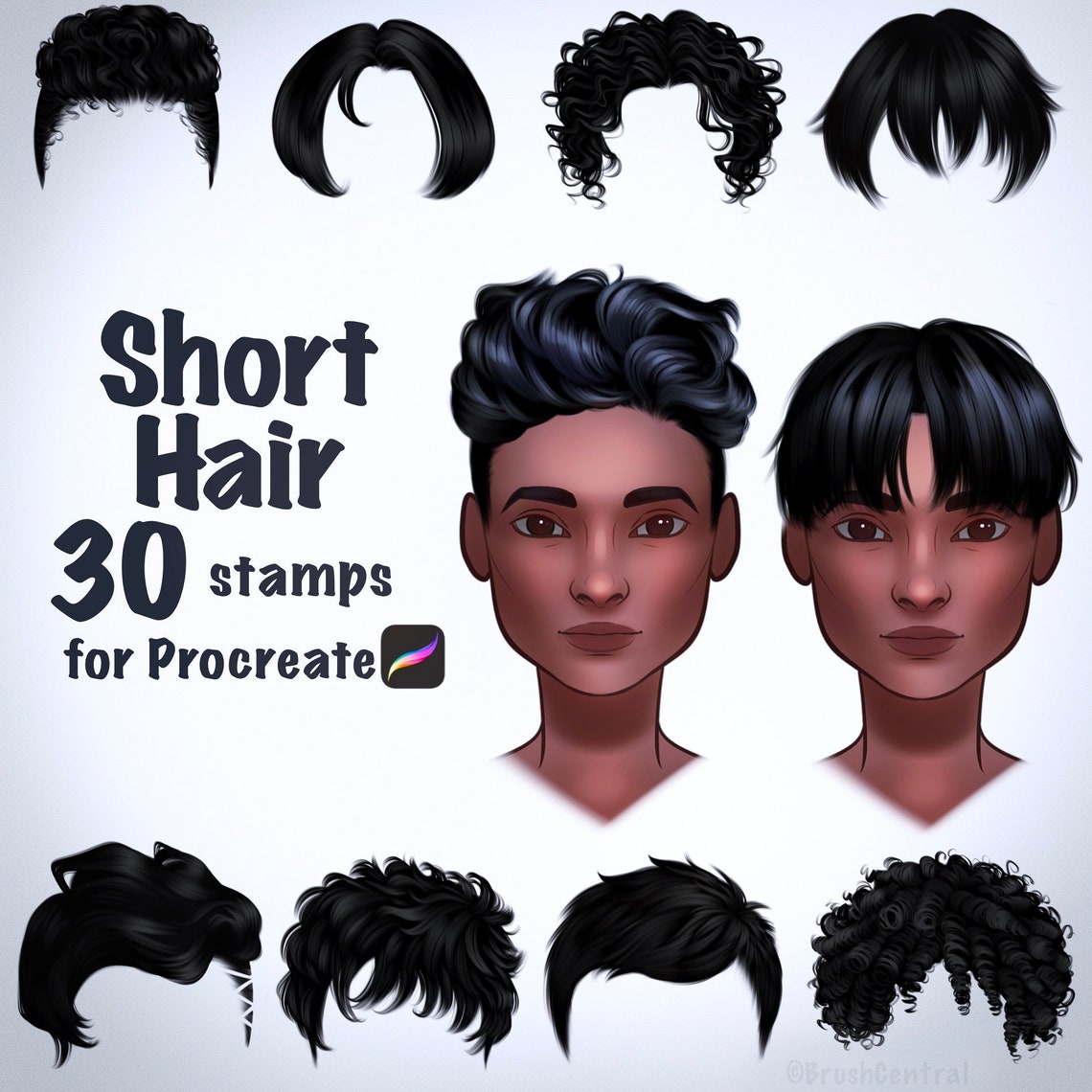 Hair Stamps for Procreate - Easy Short Hair - Etsy