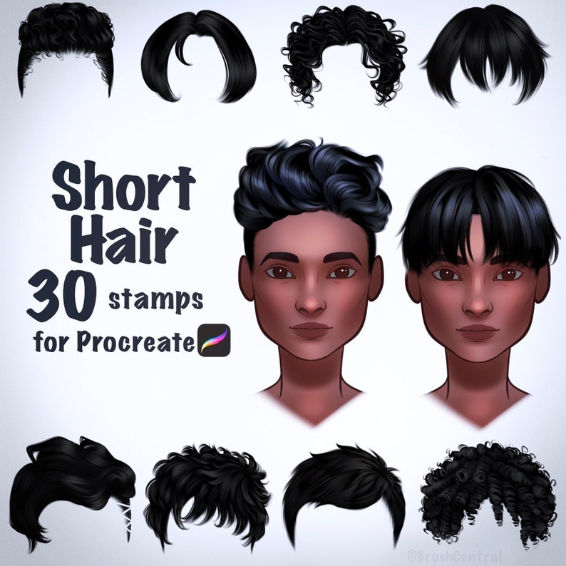 Hair Stamps for Procreate Easy Short Hair - Etsy