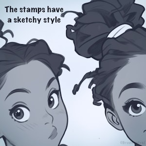 Expressive Portrait Stamps for Procreate - Cute Female Facial ...