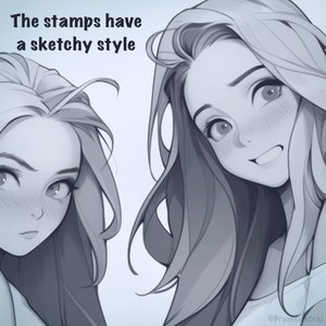 Anime Portrait Stamps for Procreate - Cute Female Facial Expressions - Etsy