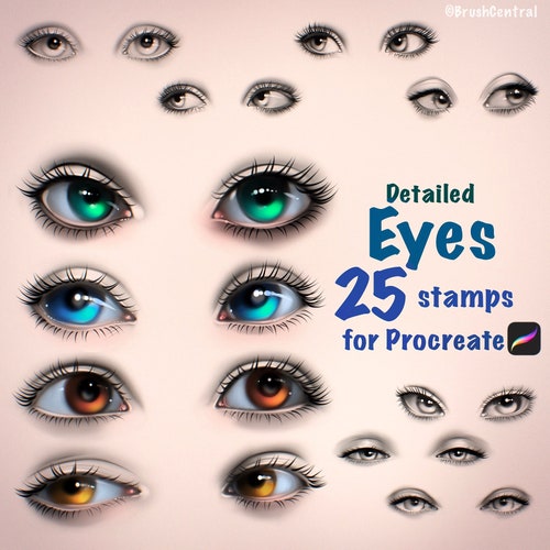 Eye Stamps for Procreate Detailed Easy Eyes - Etsy