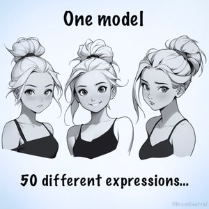 Expressive Portrait Stamps for Procreate - Cute Female Facial Expressions - Etsy