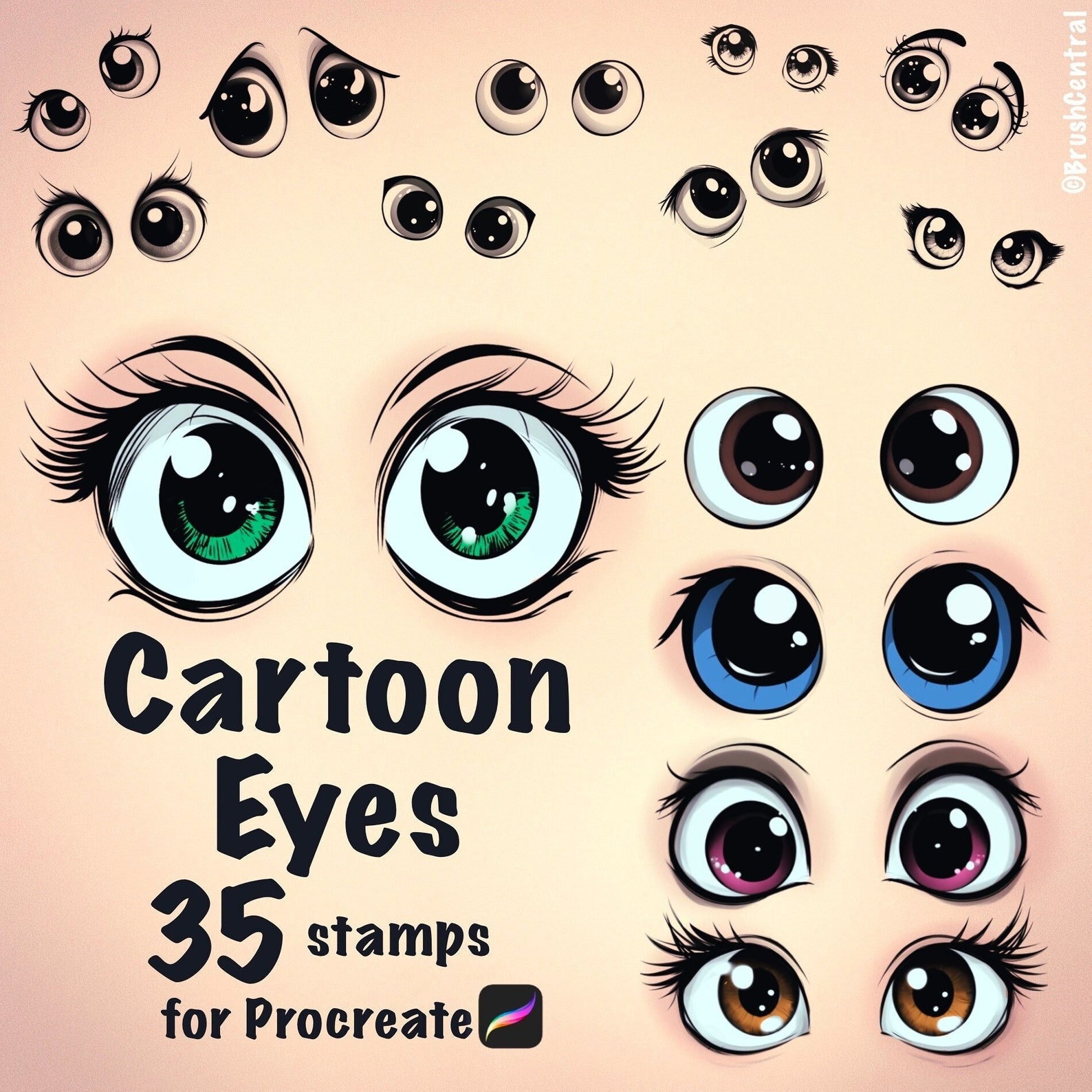Cartoon Eye Stamps for Procreate Easy Eyes Cute Eyes - Etsy