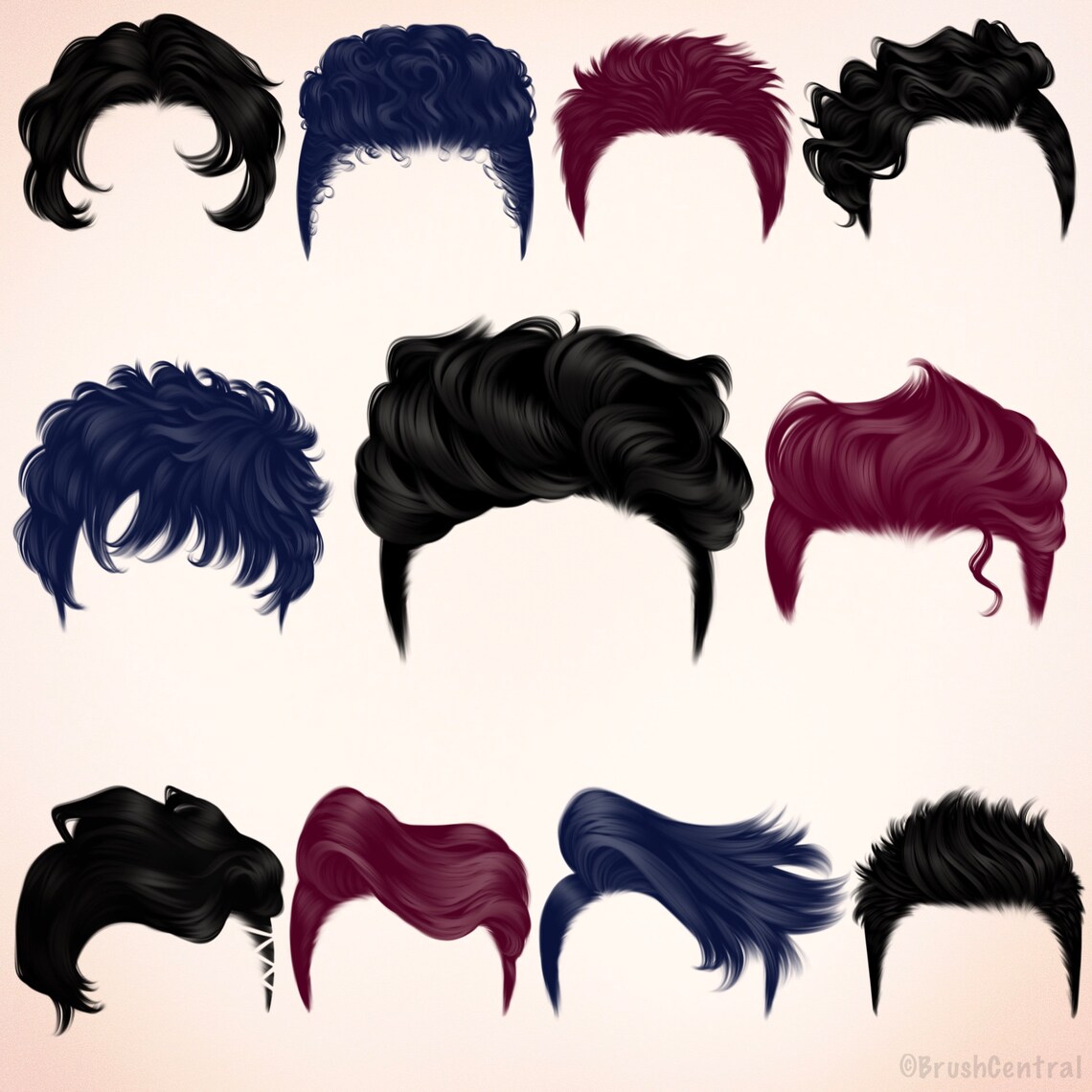 Hair Stamps for Procreate Easy Short Hair - Etsy