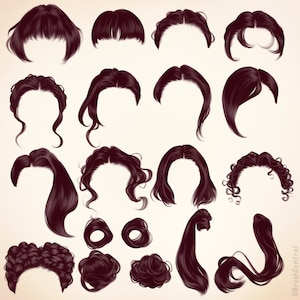 Hair Stamps for Procreate Easy Hair - Etsy