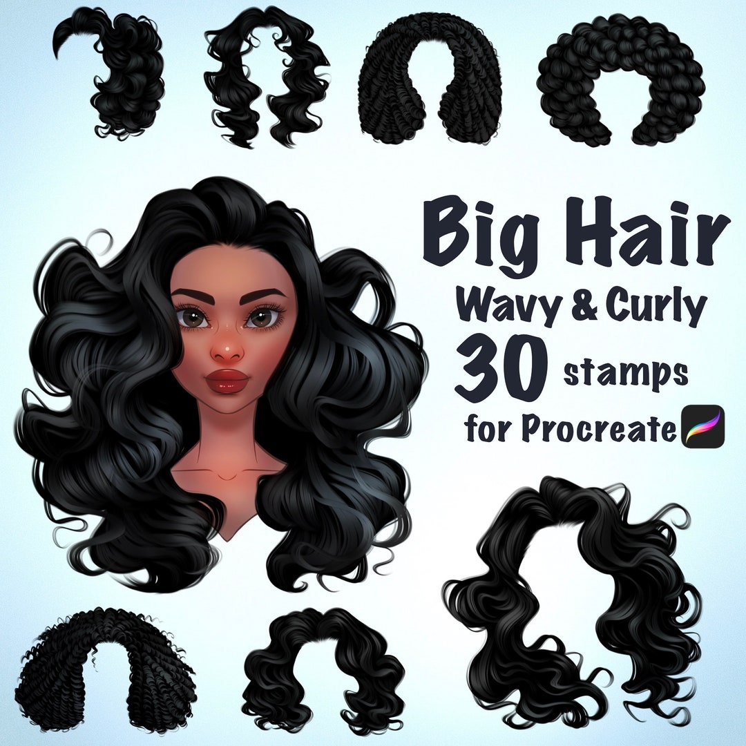 Big Hair Stamps for Procreate - Easy Hair - Wavy and Curly - Etsy