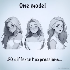 Anime Portrait Stamps for Procreate - Cute Female Facial Expressions - Etsy
