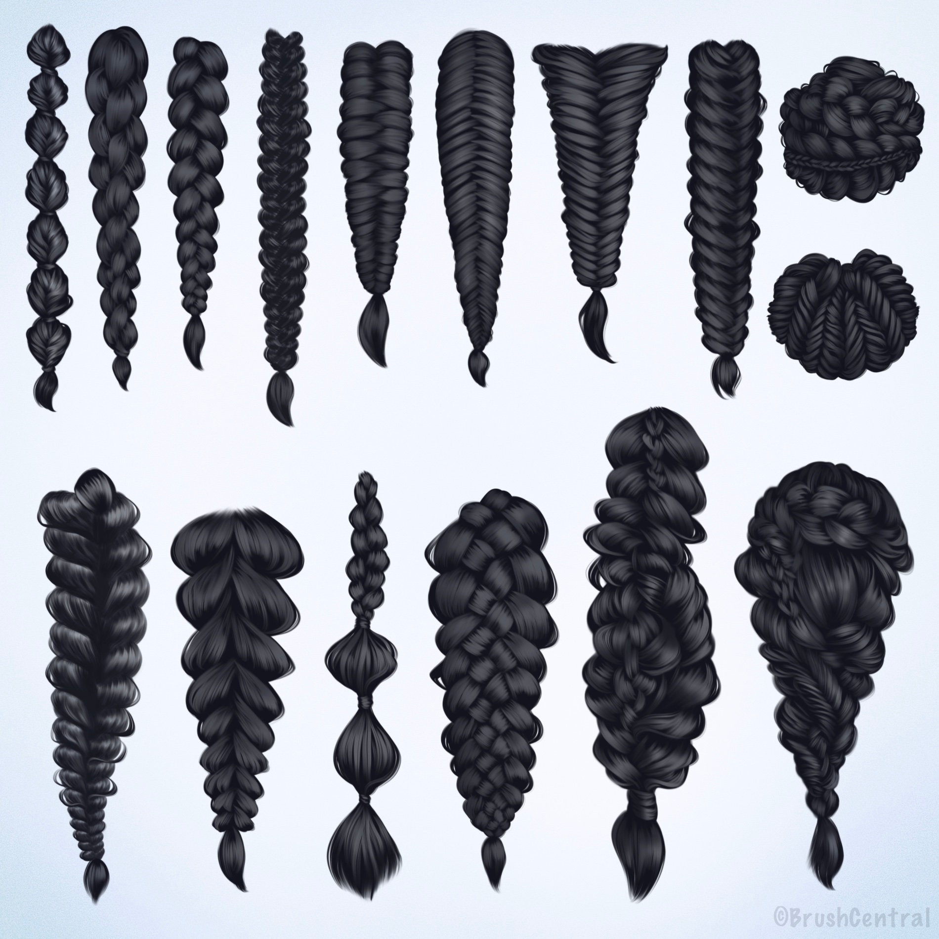 Braided Hair Stamps for Procreate Easy Braids for - Etsy