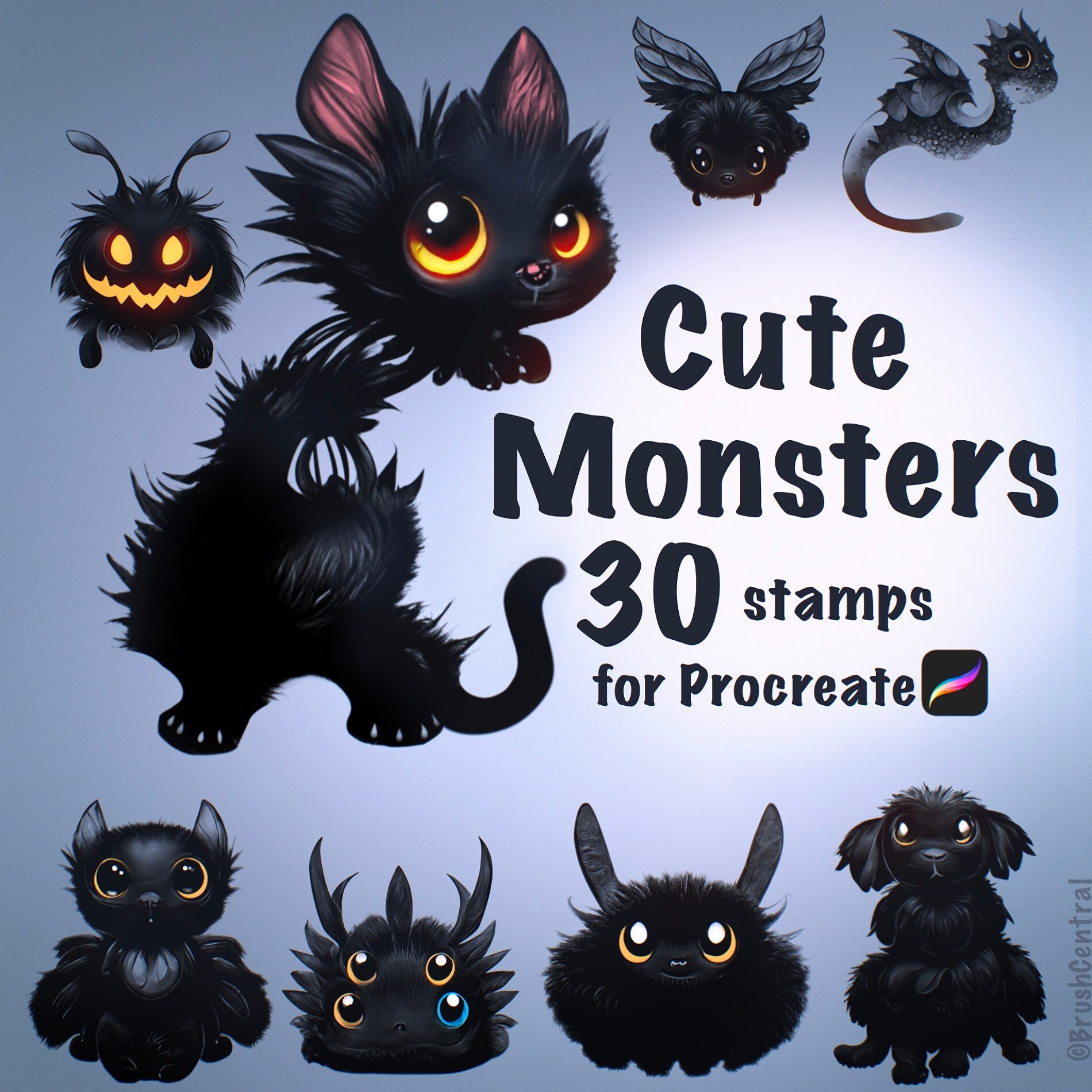 Cute Monsters Halloween Stamps for Procreate - Etsy