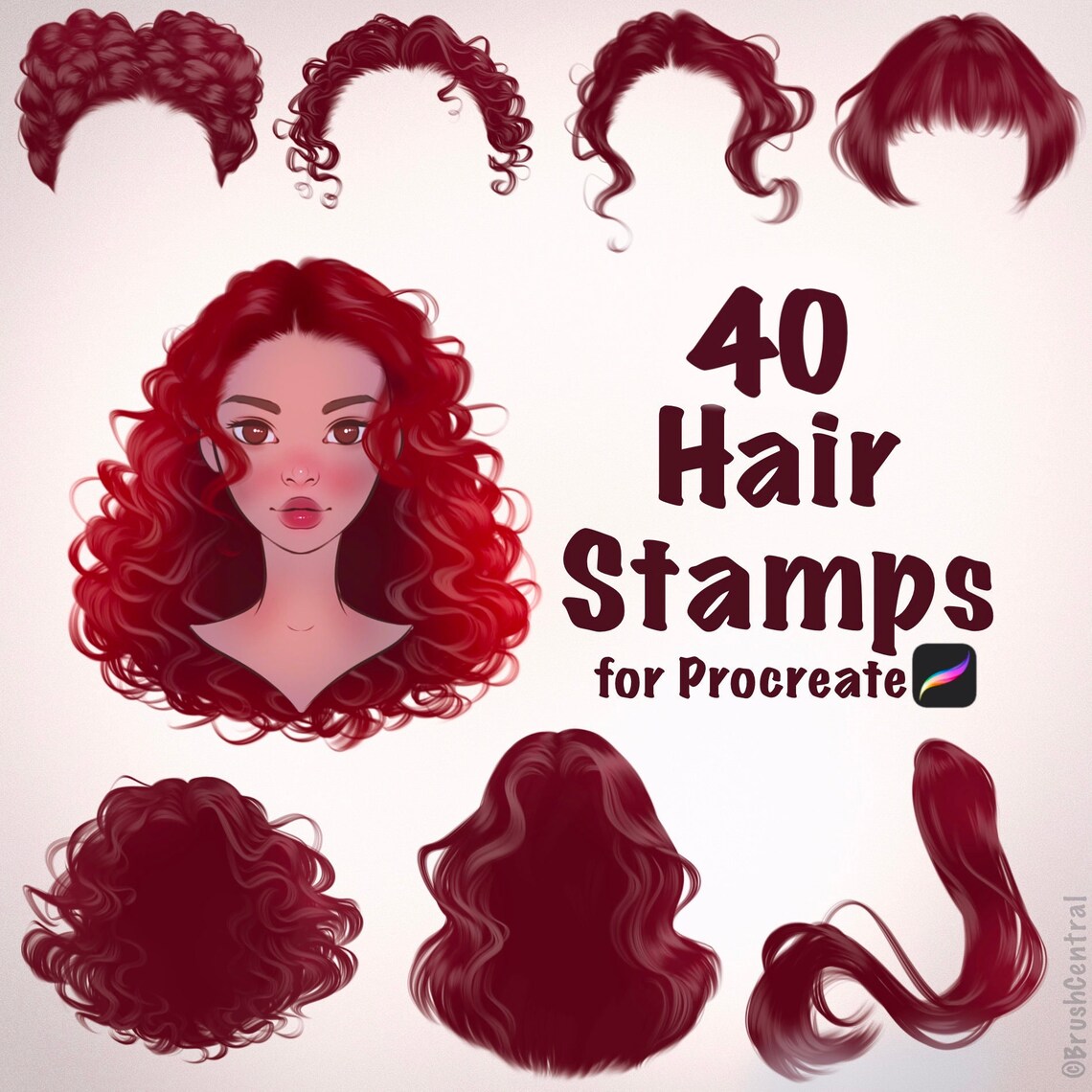 Hair Stamps for Procreate Easy Hair - Etsy