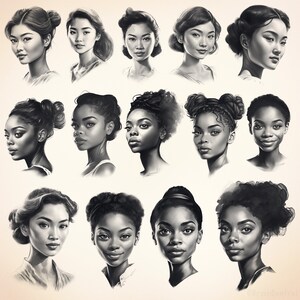 Portrait Stamps for Procreate - Women Female Faces - Etsy