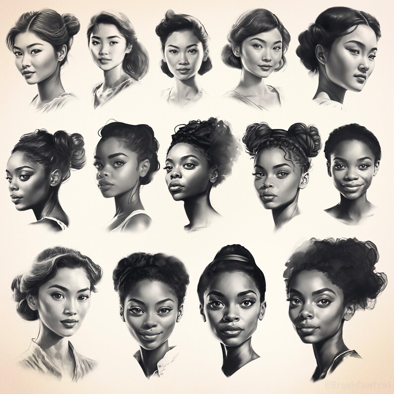 Portrait Stamps for Procreate - Women Female Faces - Etsy