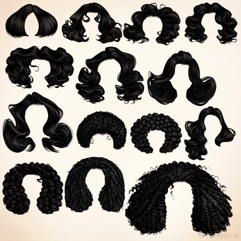 Big Hair Stamps for Procreate Easy Hair Wavy and Curly - Etsy