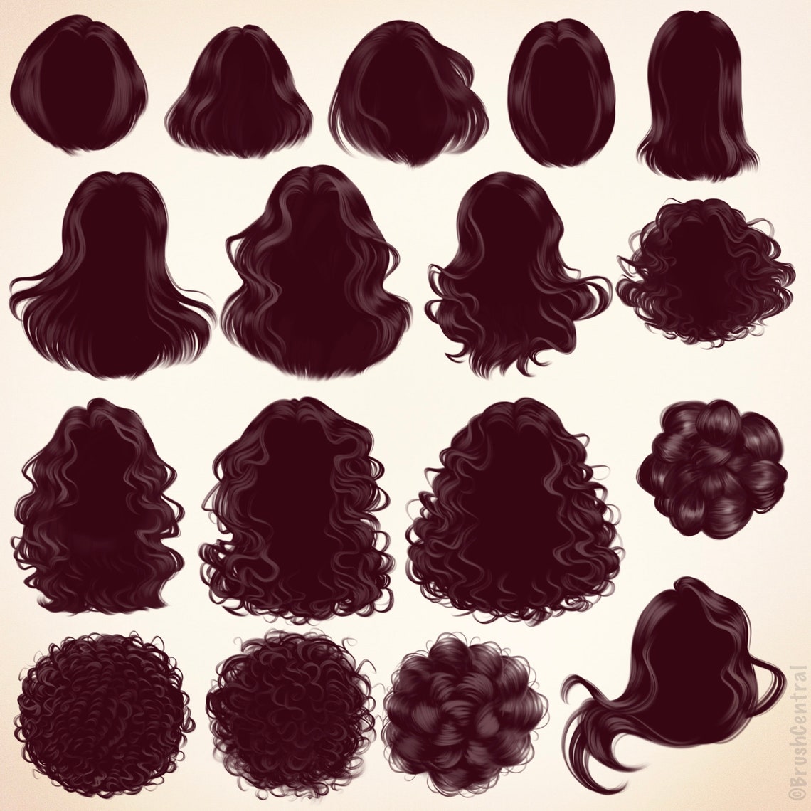Hair Stamps for Procreate Easy Hair - Etsy