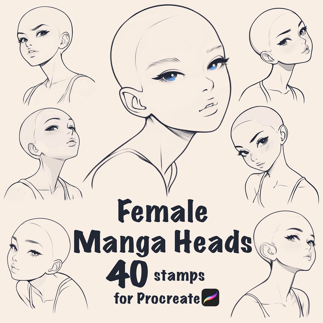 Manga Head Stamps for Procreate - Portrait Tool - Etsy