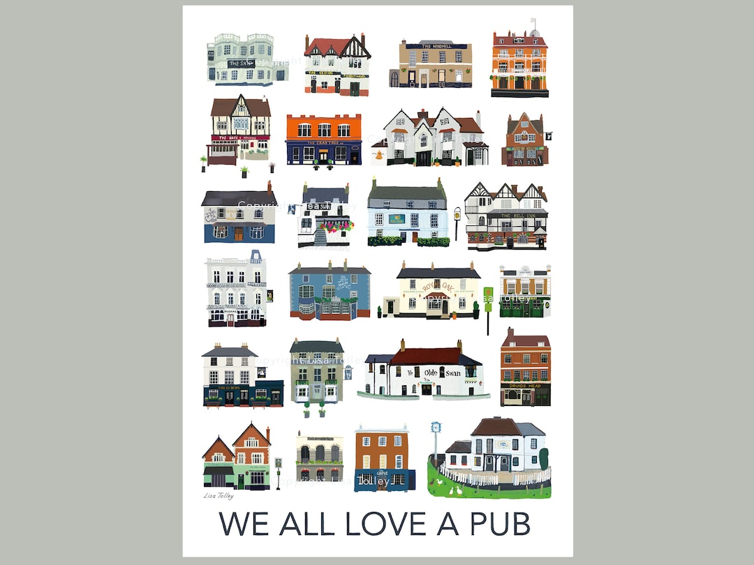 We All Love a Pub A3 Poster, London Pubs, South West London, English ...