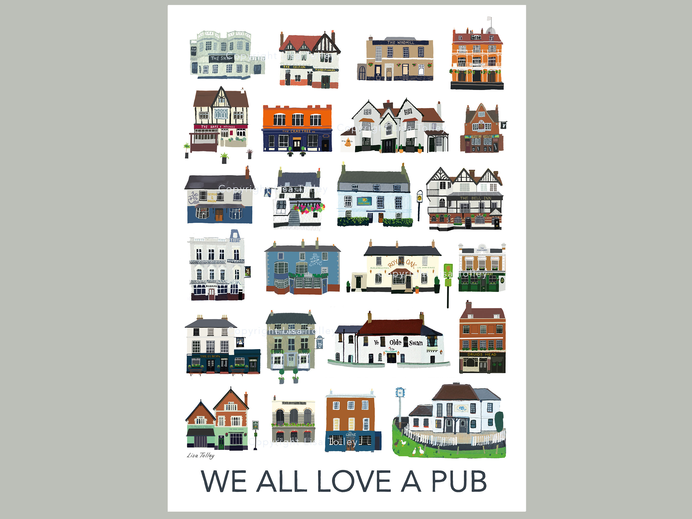 We All Love a Pub A3 Poster, London Pubs, South West London, English ...