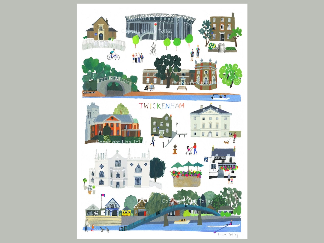Twickenham Print, Illustrated by Lisa Tolley Fine Art Quality ...