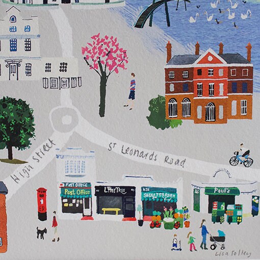 Thames Ditton Map, Thames Ditton Island, Fine Art Quality Print ...