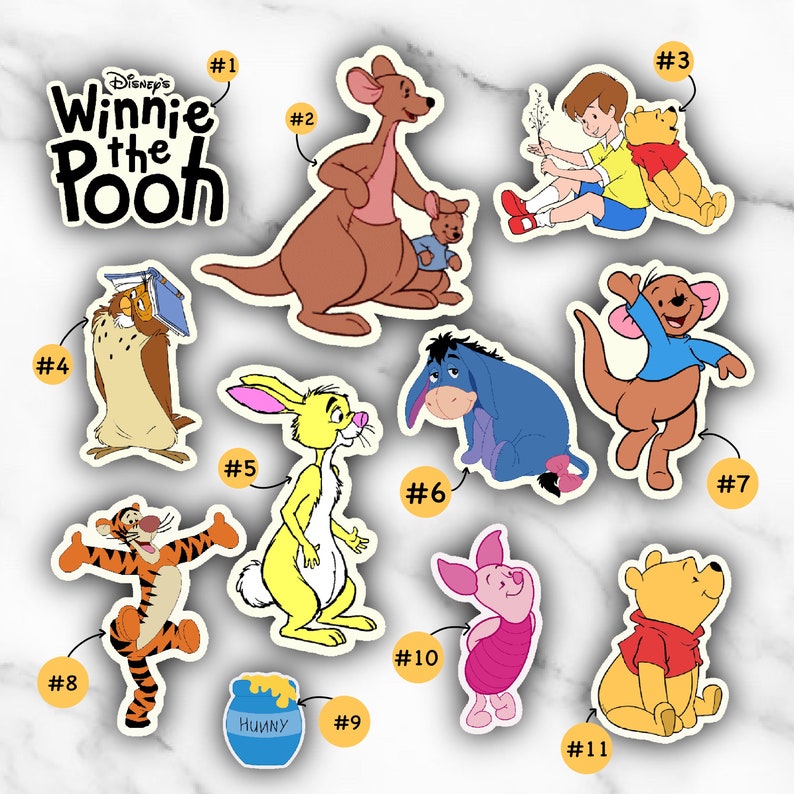 Winnie the Pooh Sticker Pack Waterproof Sticker for - Etsy