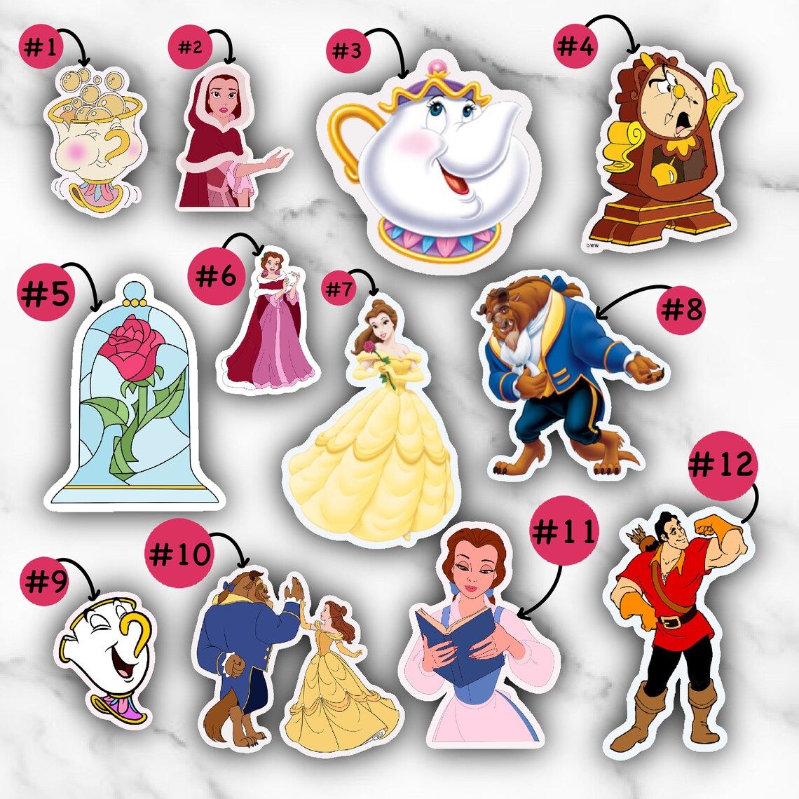 Beauty and the Beast Sticker Pack Waterproof Sticker for - Etsy
