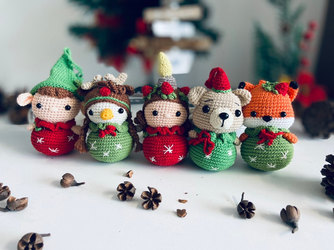 SET 5 Christmas Tree Ornaments Small Size - Etsy