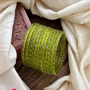 12 Raindrop Glass Bangles With Gold Detailing – Indian Wedding ...
