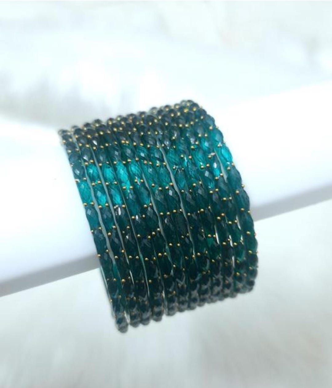 12 Raindrop Glass Bangles With Gold Detailing – Indian Wedding ...