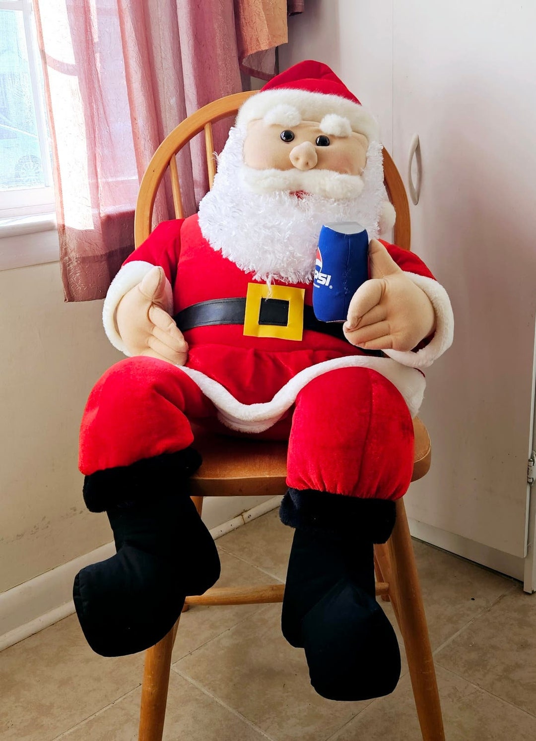 Vintage 3 Foot 36 Jumbo Santa Claus Holding A Pepsi Can Plushie Stuffed ...