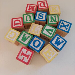 Set of 16 Child's Kids Wooden Multi-colored Letter Blocks for Play ...