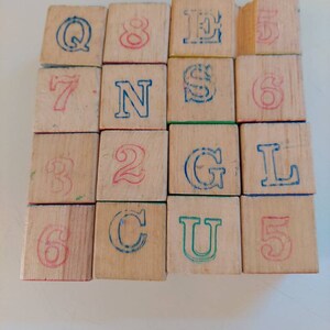 Set of 16 Child's Kids Wooden Multi-colored Letter Blocks for Play ...