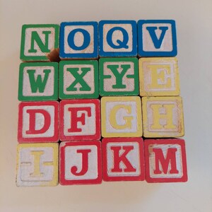 Set of 16 Child's Kids Wooden Multi-colored Letter Blocks for Play ...