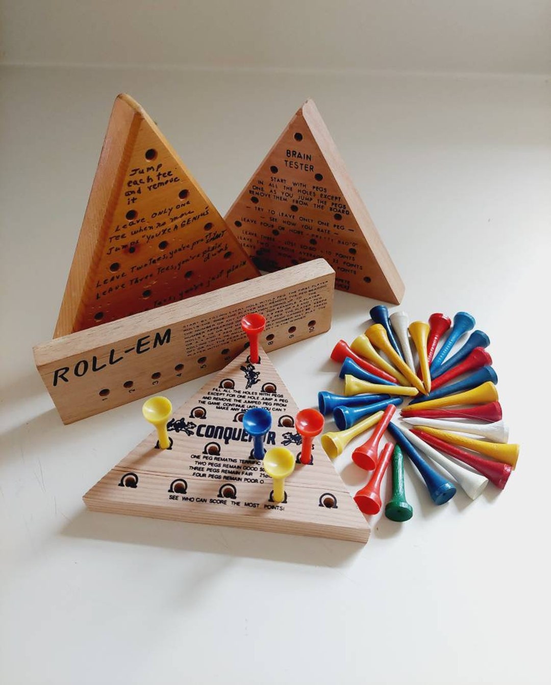 Set of 4 Wooden Peg Board Puzzle Games and 31 Miscellaneous Multi ...